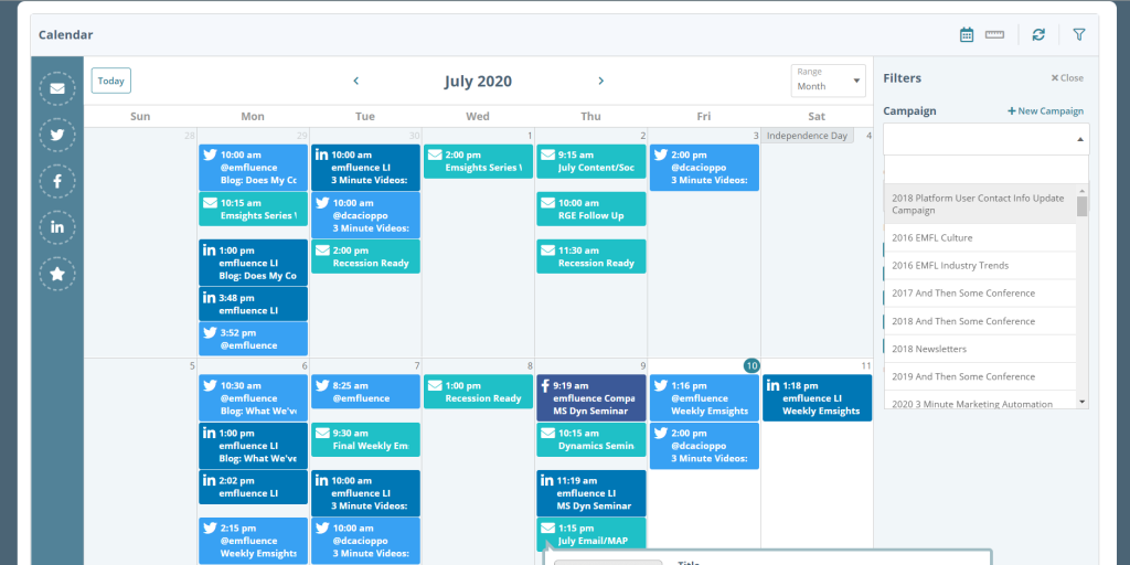 Marketing Calendar Emfluence Marketing Platform